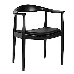Forsho Kennedy Armchair Upholstered Dining Chair, Presidential Mid-Century Modern Accent Chair in Black