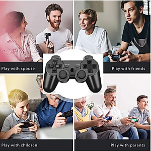 Rzzhgzq 2 Pack PS3 Wireless Controller Playstation 3 Controller Wireless Bluetooth Gamepad with USB Charger Cable for PS3 Console (Black+White)