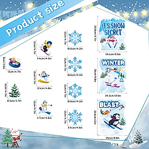 39 Pieces Winter Wonderland Mini Bulletin Board Decor Set Snowman Paper Cut Outs Snowflake Cutouts Penguin Accents Winter Header and Scenes for Classroom Decor School Christmas Winter Party Supplies