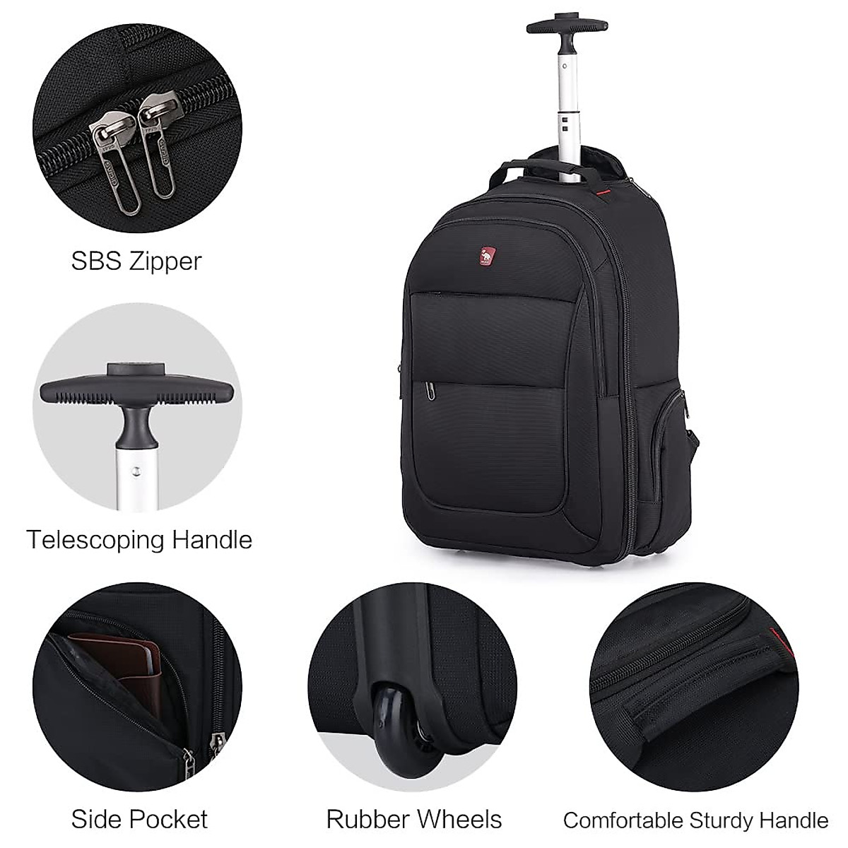 OIWAS Rolling Backpack for Laptop Large Wheeled School Bookbag Roller Daypack Travel Business Bags Suitcase Men Women