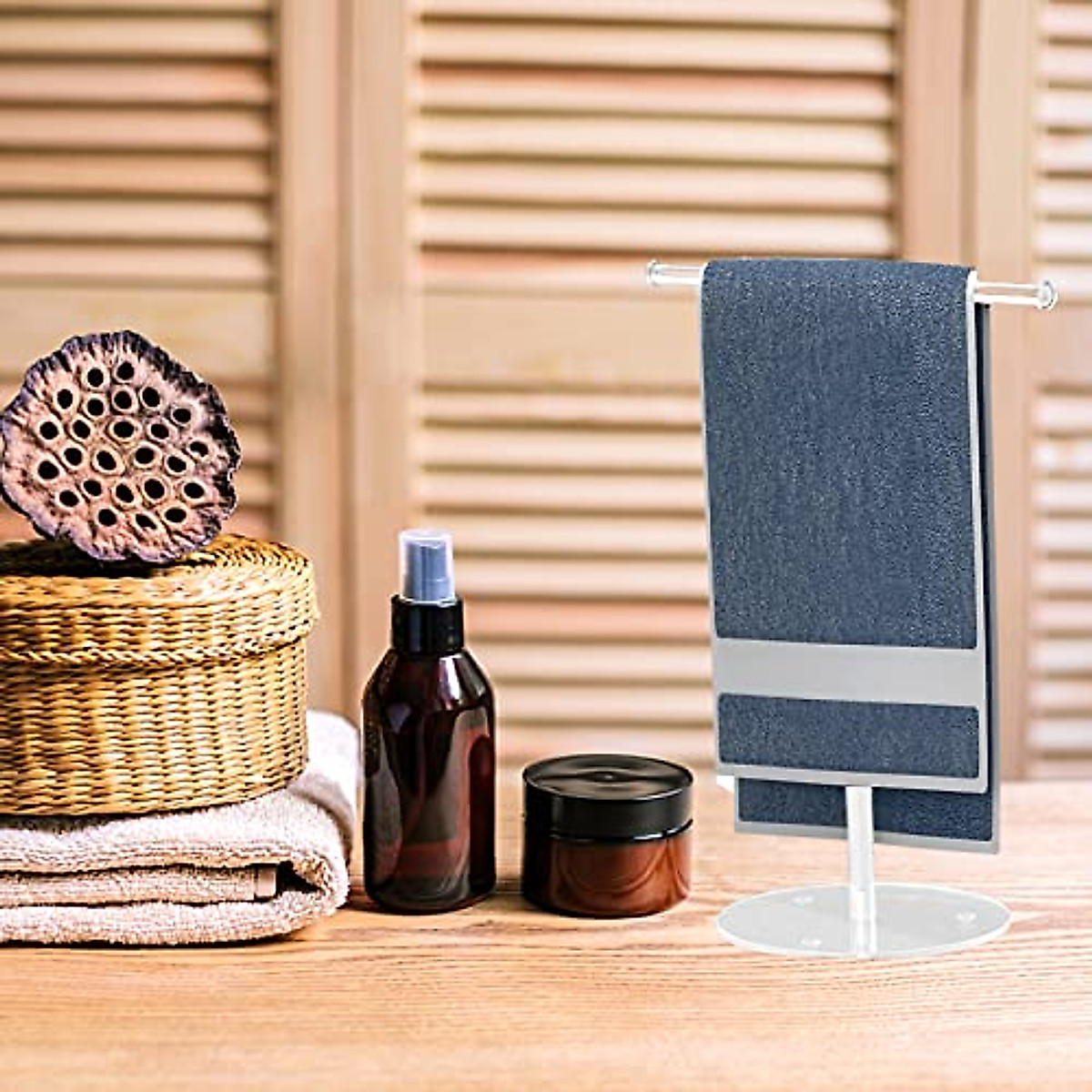 Liuyoyo Bathroom Hand Towel Holder Stand,T-Shape Acrylic Standing Hand Towel Holder,Towel Rack Stand countertop Towel Holder Tower Bar for Bathroom Kitchen Countertop