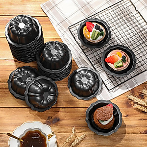 Yungyan 36 Pcs Fluted 4 In Mini Cake Pan Set Nonstick Mini Flan Molds for Baking Small Chocoflan Mold Cake Mold Cup with Flower Shape for Muffin Bavarois Brownie Cupcake Pudding Canele Bread Air Fryer