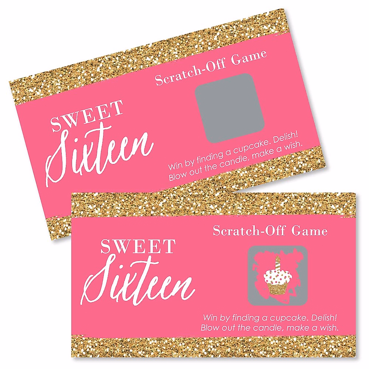 Big Dot of Happiness Chic 16th Birthday - Pink and Gold - Birthday Party Game Scratch Off Cards - 22 Count