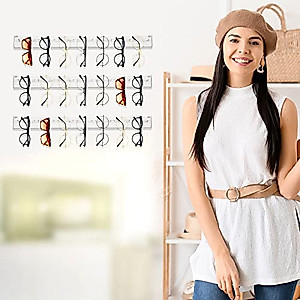 5 Pack Acrylic Sunglasses Organizer Storage Sunglasses Holder Organizer Wall Mounted Eyeglasses Holder Hanging Eyewear Display Rack Sunglass Rack Sunglasses Hanger Rack for Entryway Shelf (Clear)