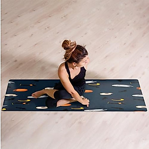 Skull Pumpkin Witch Hat Yoga Mat Folding Travel Fitness & Exercise Mat with Carrying Bag Non-Slip Lightweight Travel Yoga Mat for Women Pilates 72"L × 26.8” W × 2 Mm Thick