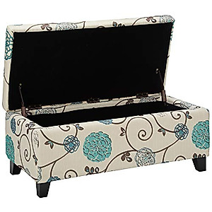 Christopher Knight Home Breanna Fabric Storage Ottoman, White And Blue Floral
