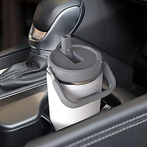 Zukro 40 OZ Tumbler With Top Handle, Leak Proof Stainless Steel Cup with Flip Straw, No Sweat Insulated Water Bottle Fit in Cup holder for Sport, Outdoors, Keep Drinks Cold 24 hours, Coal