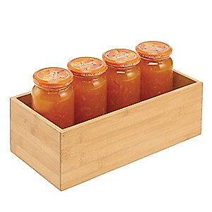 mDesign Bamboo Wood Organizer Storage Bin Box for Kitchen, Pantry, and Drawer Organization; Holder for Snacks, Juice Boxes, Utensils, Tea, Coffee - Echo Collection - Natural