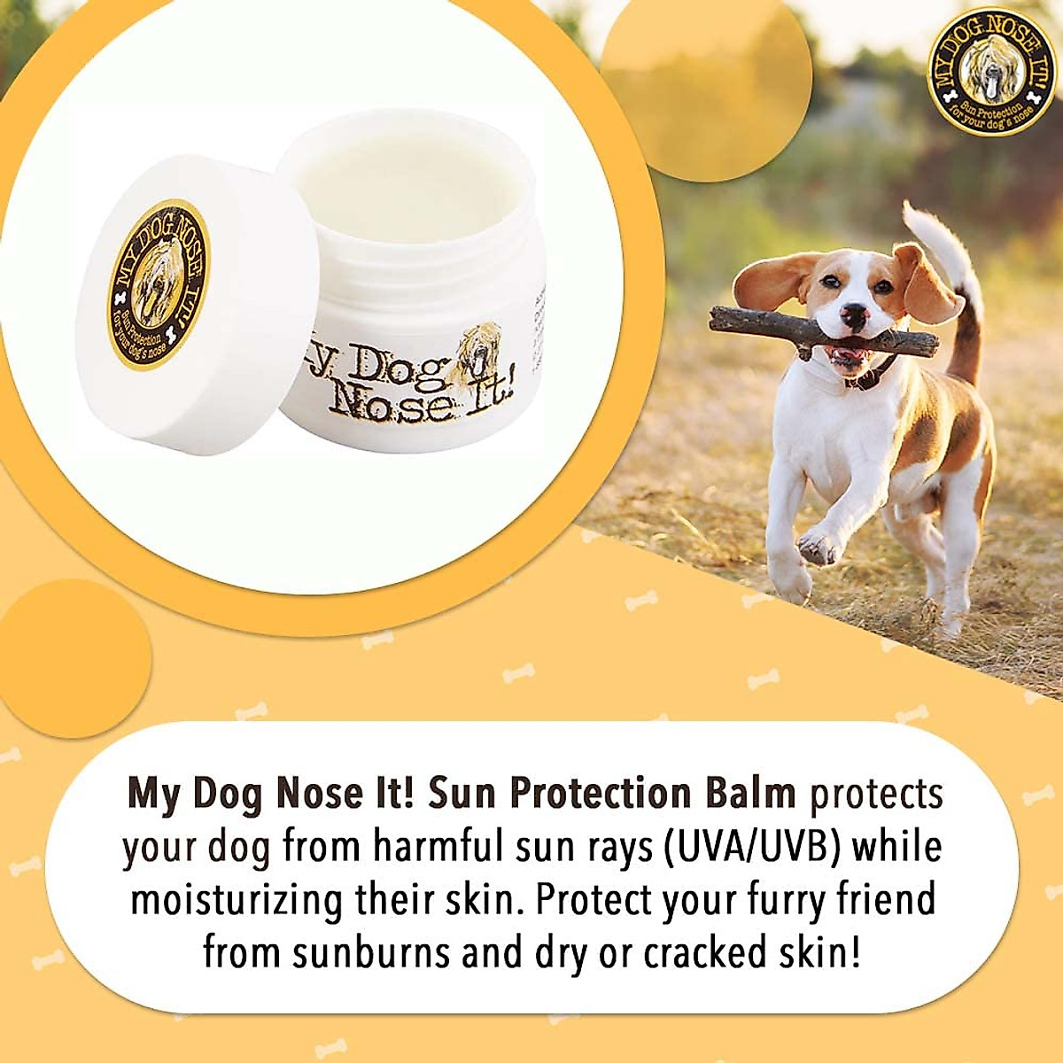 My Dog Nose It Moisturizing Sun Protection Balm for Dogs Noses - Protect Your Dog from Harmful UVA/UVB Rays .5 Ounce