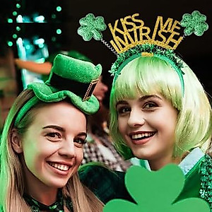 CLOACE St.Patrick Day Clover Headbands Green Shamrocks Hairband Sequins Irish Hair Hoop Parade Party Costume Hair Accesories