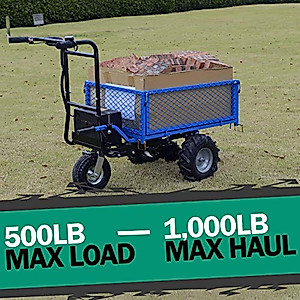 Landworks Utility Cart Hand Truck Power Wagon Super Duty Electric 500W Battery Driven Max 500Lbs Load and 1000Lbs Towing