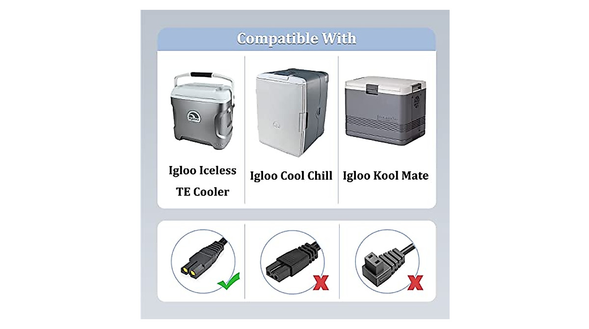 12V Car DC Power Cord for Igloo Cool Chill, Igloo Kool Mate, Igloo Iceless TE Thermoelectric ...