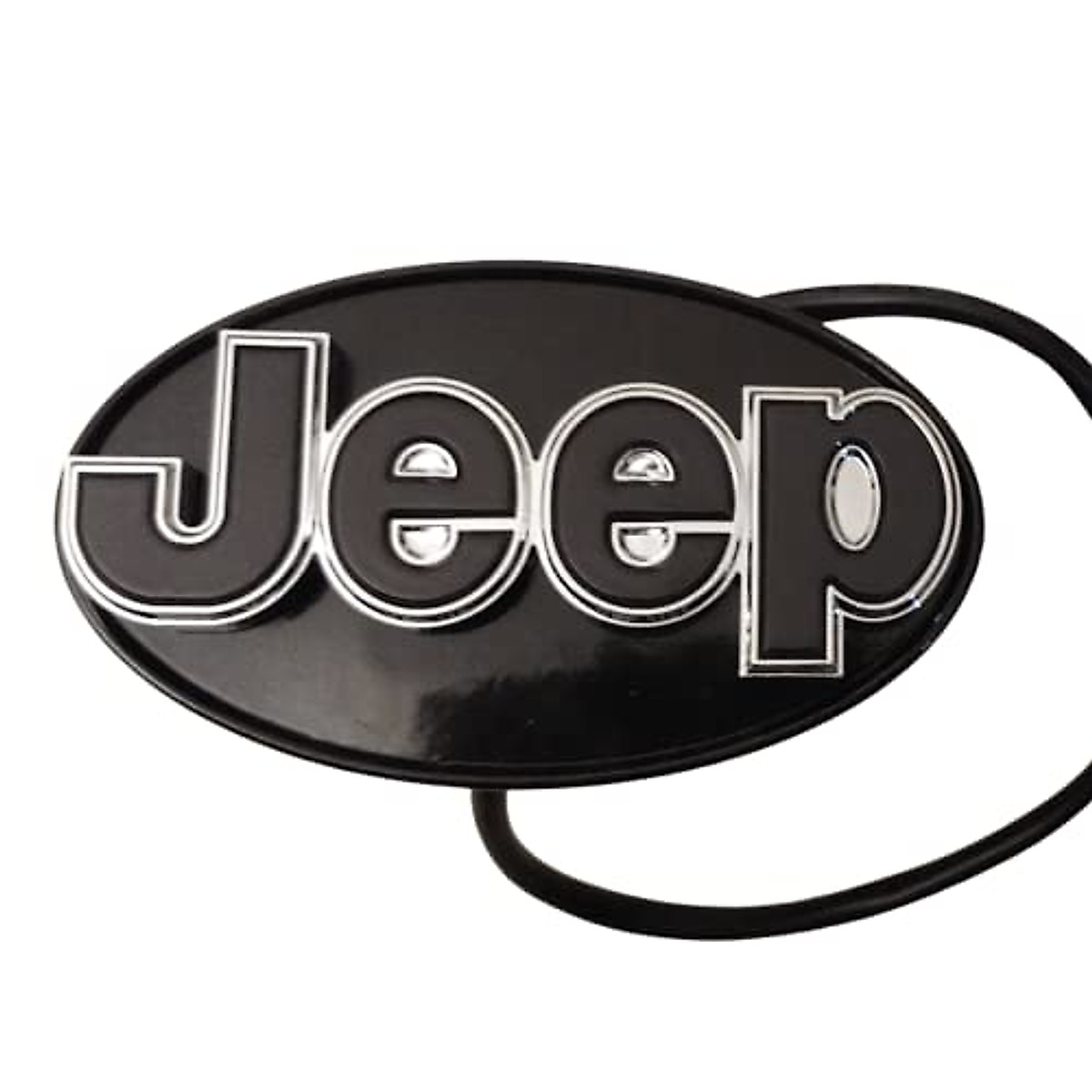 Autogem Compatible/Replacement for LED Light Hitch Receiver Covers Officially Licensed Jeep Hitch Cover (Black/Chrome)
