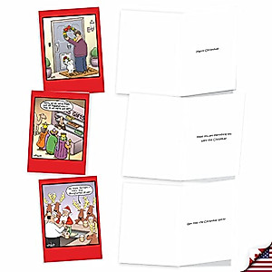 NobleWorks Variety Pack of 10 Christmas Greeting Cards with Envelopes, Adult Cartoon, Humor Holiday Assortment for Men and Women - Traces of Nuts A1250