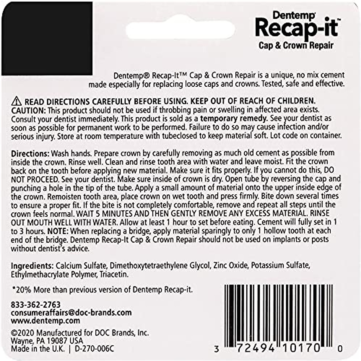 Recapit Cap And Crown Cement - 1 Grm, Pack of 6