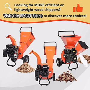 EFCUT Wood Chipper Shredder Mulcher 7HP Gas Powered Heavy Duty Compact Design 3" Inch Max Capacity (R0)