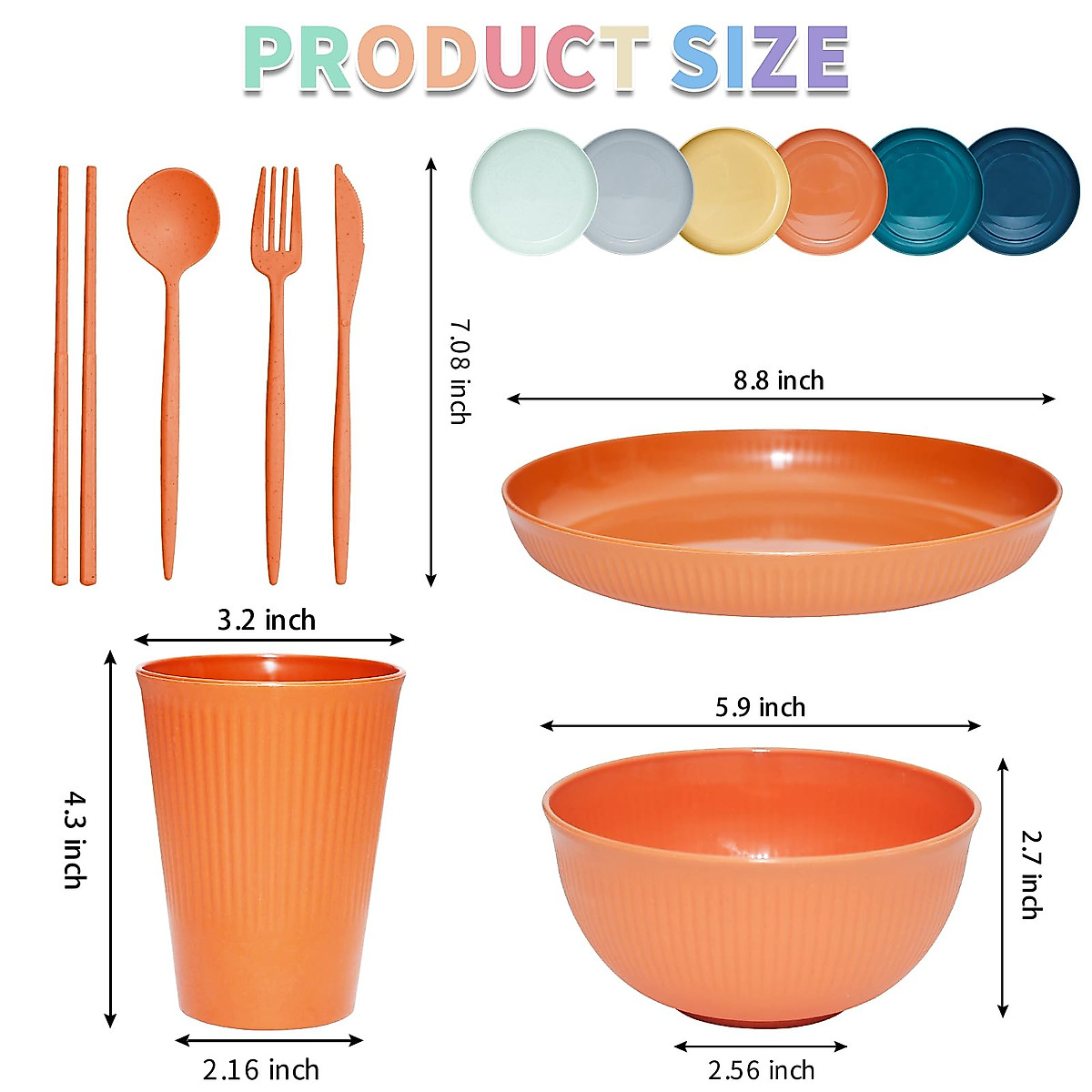 SHECIPIN 42Pcs Wheat Straw Dinnerware Sets, Unbreakable Plates and Bowls Sets, Eco Friendly Non Breakable Dinnerware, Dishwasher Microwave Safe Dinnerware