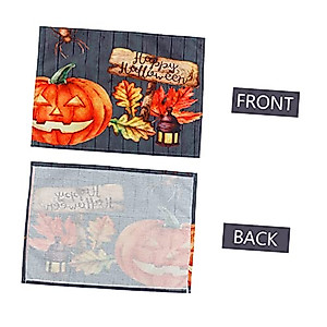 HEMOTON 12 pcs and Orange Pumpkin Party Tablemats Decoration Cloth Mats Decor Pattern Room Nights Dining Home Supplies Pads Mat- Inch X Place for Sunflower Mat Placemats