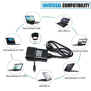 65W Type C USB C Charger LA65NM170 DA65NM170 for Dell Chromebook 11 3380 5190;Inspiron 13 5310;Latitude 12 5285 5289 5290 5300 5400 5500 7200 7275 7285 7300 7370 7389 7390;XPS 9250 9350 9360 9365 9370