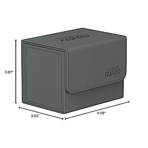 Ultimate Guard Sidewinder 80+, Deck Box for 80 Double-Sleeved TCG Cards, Grey, Magnetic Closure & Microfiber Inner Lining for Secure Storage