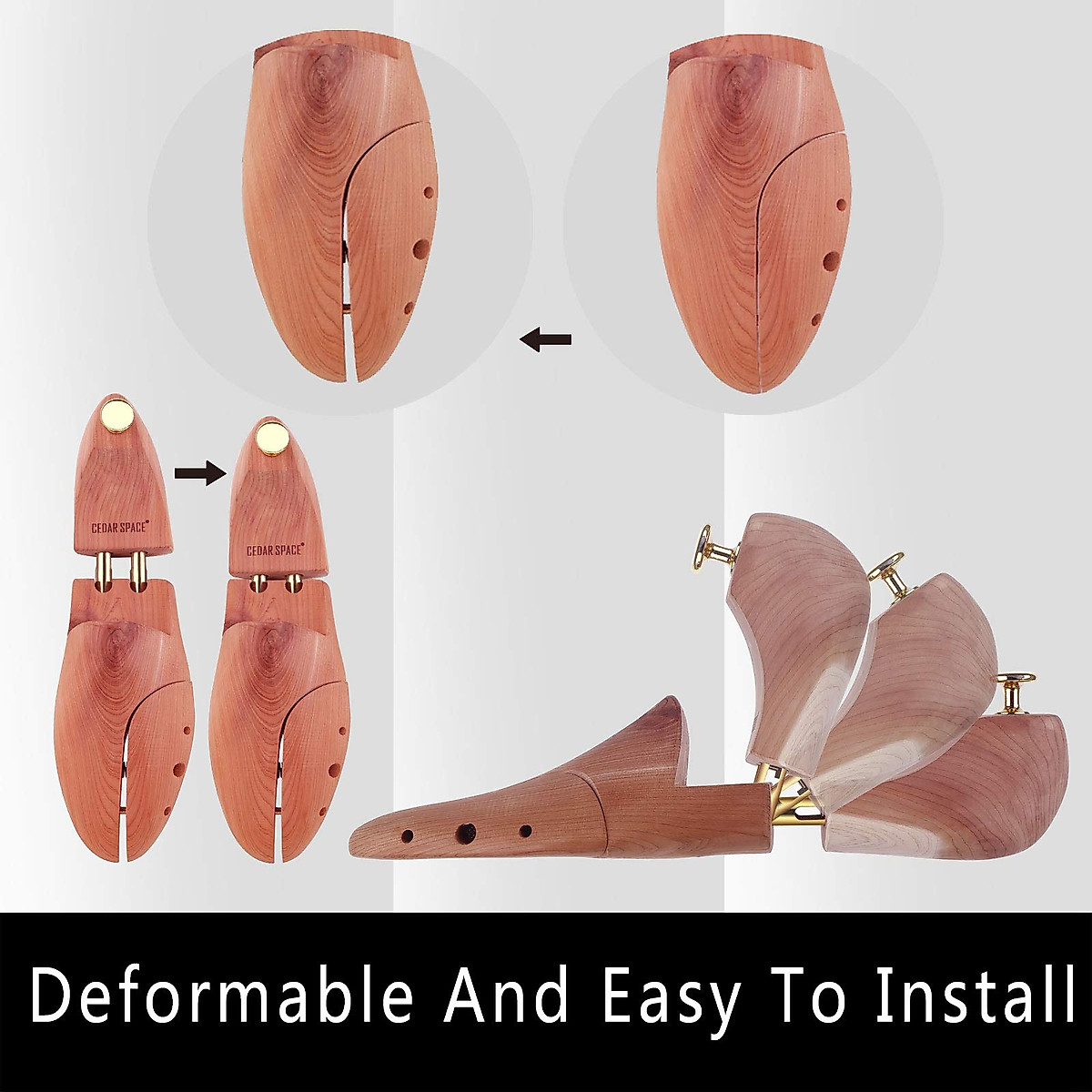 Cedar Space Cedar Shoe Trees for Men, 7.5-14 Sizes Cedar Shoe Trees, 2 Pairs Wooden Shoe Stretcher Tree, 2 Pairs, CS42 -US Size Men9