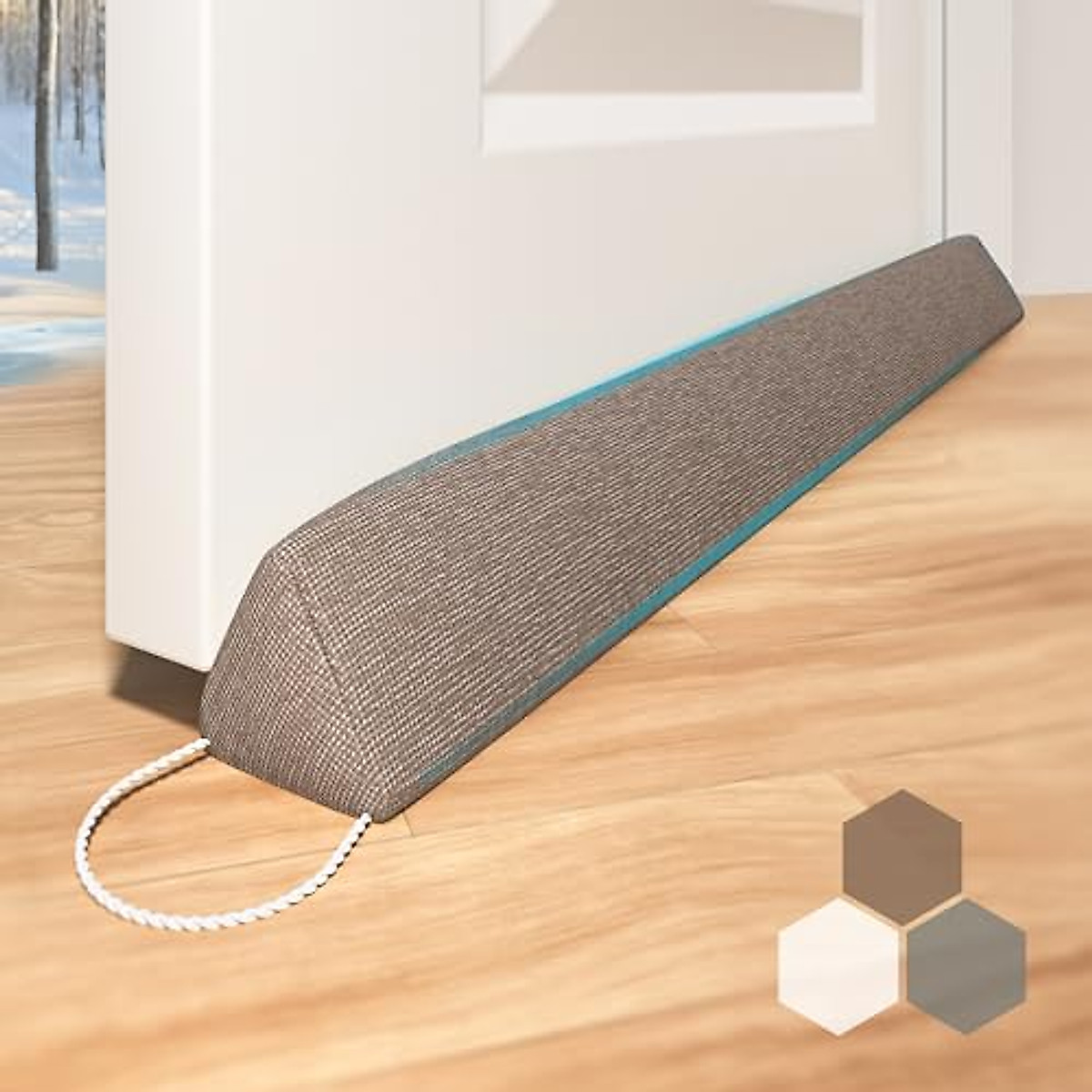 Triangle Door Draft Stopper，36" Weighted Under Door Draft Blocker Bottom Door Seal Noise & Air，Interior Sound Proof Door Snake Draft Insulation Washable Stopper | Cool in Summer & Warm in Winter，Brown