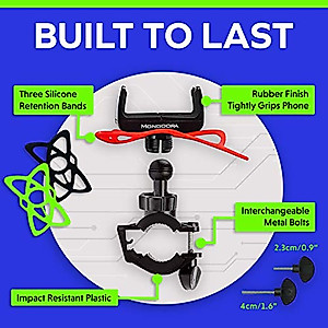 Mongoora Bike & Motorcycle Phone Mount - GPS Cell Phone Holder for Bicycle Handlebar - Easy to Install Bike Accessories Fits iPhone, Galaxy, Android - Stocking Stuffers - 3 Bands (Black, Red, Green)