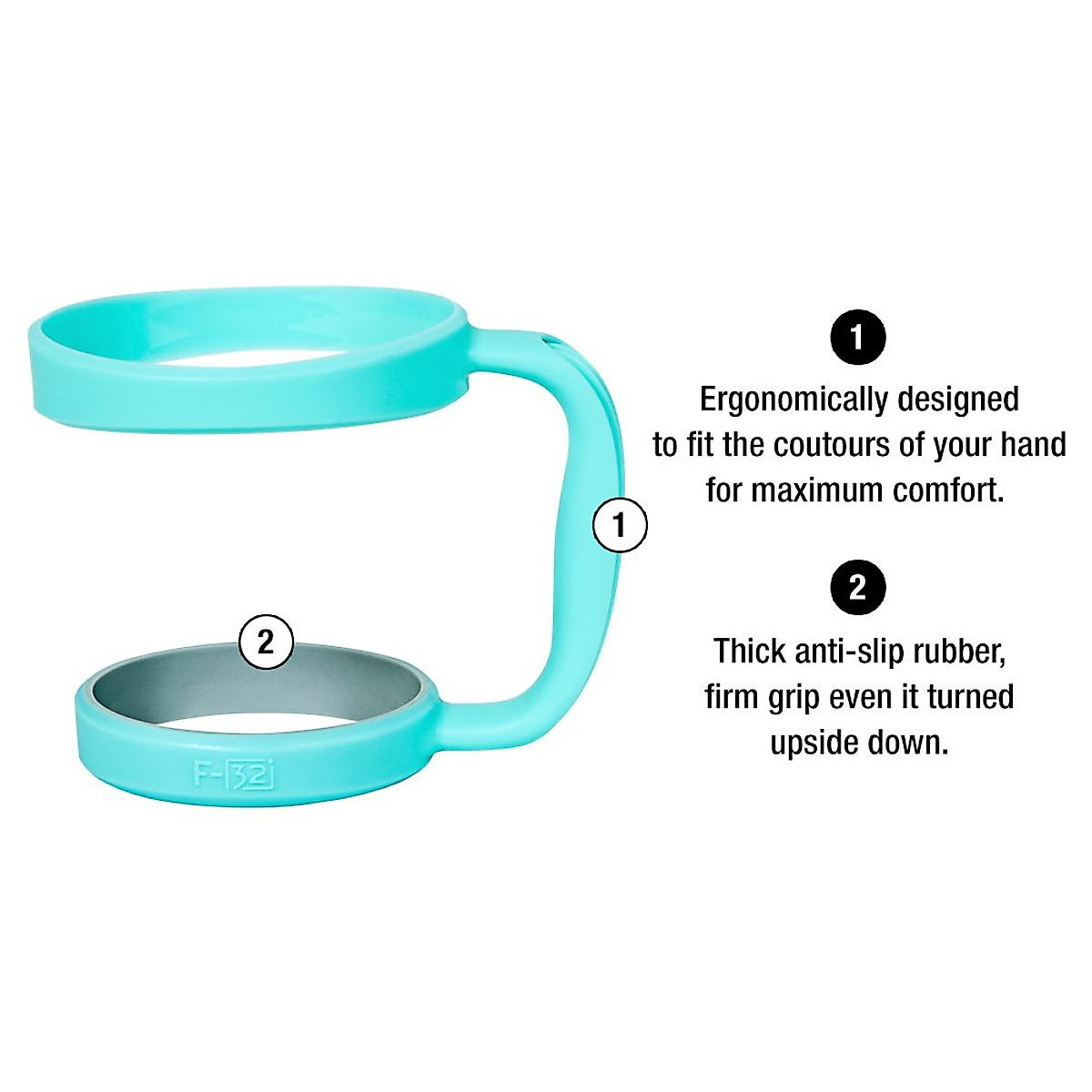 F-32 Handle - 19 COLORS - 40Oz, 30oz or 20oz size available - Compatible with 30 oz YETI and 30 oz. OZARK TRAIL Tumbler Travel Mug (30OZ, SEAFOAM BLUE)