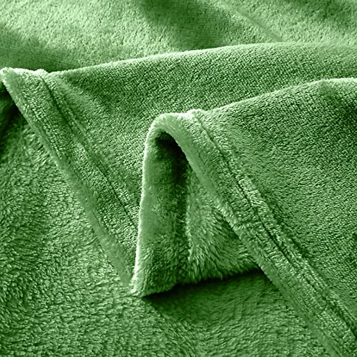 Hannah Linen King Fleece Blanket - Super Soft Plush Throw Blanket for Bed - Warm & Cozy Large Microfiber Throw Blanket for Sofa & Couch (108 x 90, Green)