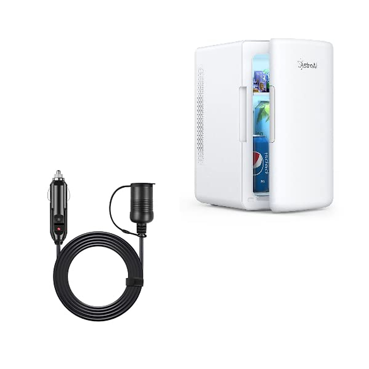 AstroAI Mini Fridge 2.0 Gen, 6 Liter 12Ft/12V Cigarette Lighter Extension Cord