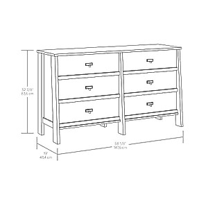 Sauder Trestle Engineered Wood 6 Drawer Dresser in Timber Oak