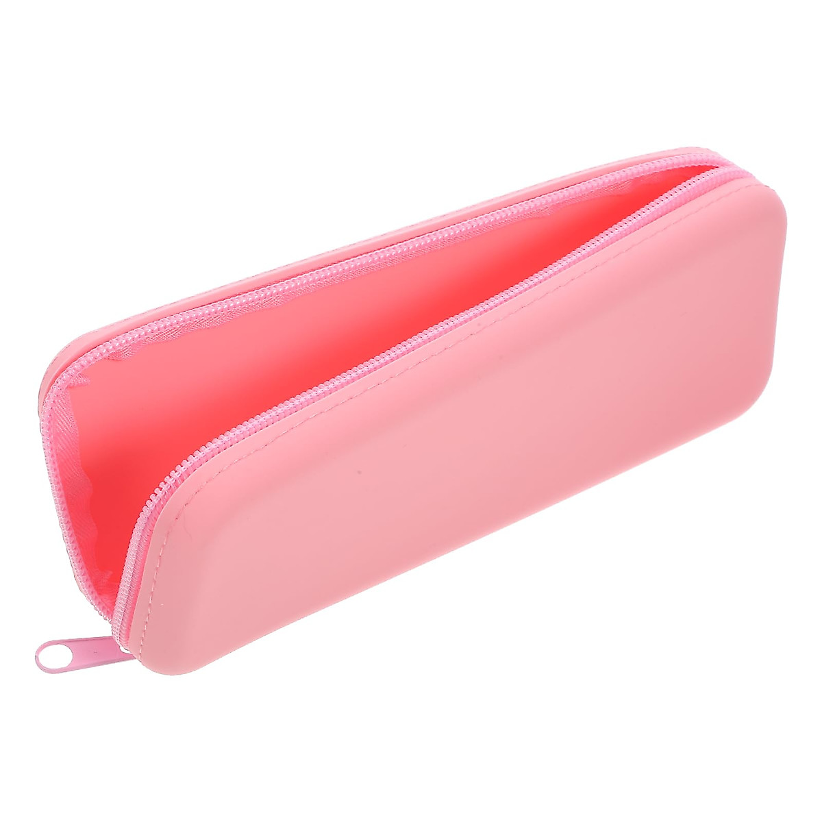 SEWACC Silicone Pencil Case, Solid Color Pencil Pouch Zipper Pencil Case Small Pencil Pouch Aesthetic Pencil Bag for Women Makeup Brush Pink