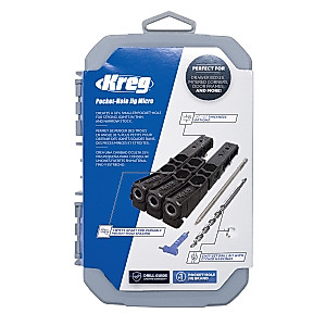 Kreg KPHJ230 - Kreg Pocket-Hole Jig Micro - Micro Jig for Thin Stock, Cabinets, Drawers & Repairs - 33% Smaller Holes - For 1/2” & 3/4” Thick Materials - Holiday Home Improvement Gifts for Him