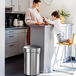 iTouchless Titan 17 Gallon Swing Open Trash Can, Stainless Steel Self-Balance Flip Top Lid Commercial Grade 64 Liter Garbage Can is Perfect for Business, Restaurant, Office and Kitchen