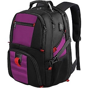 YOREPEK Travel Backpack, Extra Large 50L Laptop Backpacks for Men Women, Water Resistant College Backpack Airline Approved Business Work Bag with USB Charging Port Fits 17 Inch Computer, Purple