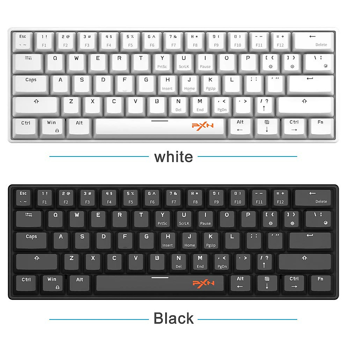 PXN K30 60% Mechanical Keyboard Wireless Mobile Gaming Keyboard Backlit Wired LED Mini Compact Keyboards Compatible with Android PC Laptop (White)