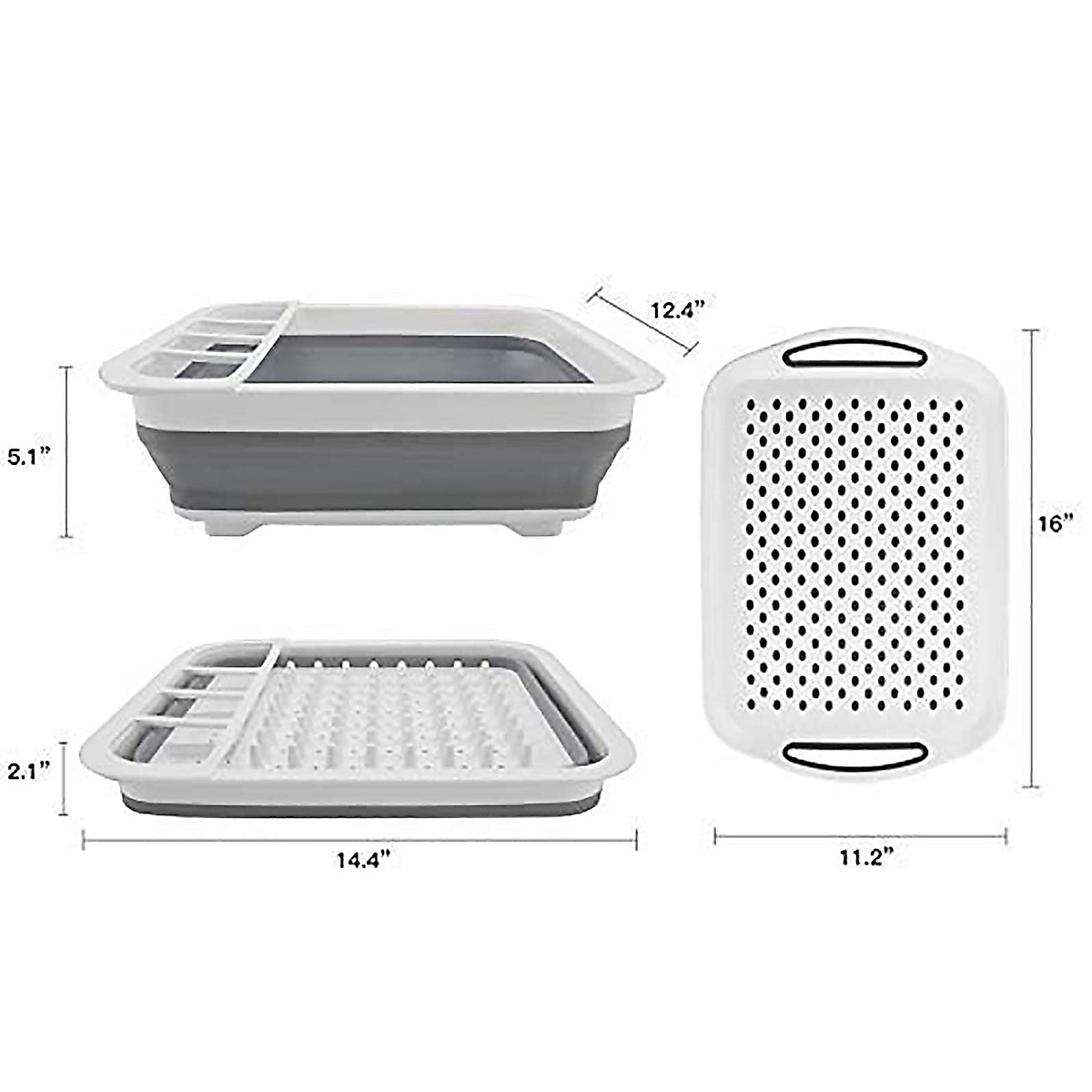 Ahyuan Collapsible Dish Drying Rack with Drainboard Tray Space Saving Camper Accessories Kitchen Storage Organizer RV Accessories for Inside Camper Accessories for Travel Trailers (with Drainboard)