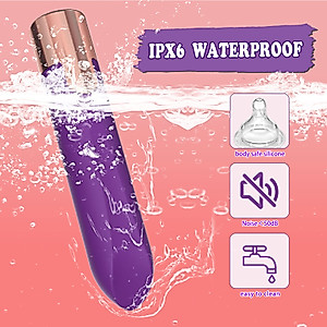 Acvioo Bullet Vibrator with Lipstick Shape for Clitoral Nipple Testis Stimulator, Mini G spot Silicone Massager with 10 Vibration Modes, Waterproof Adult Sex Toy for Women or Couples(Purple)
