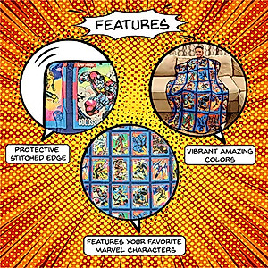 Marvel X-Men Characters Comic Cards Fleece Soft Throw Blanket| Measures 60 x 45 Inches