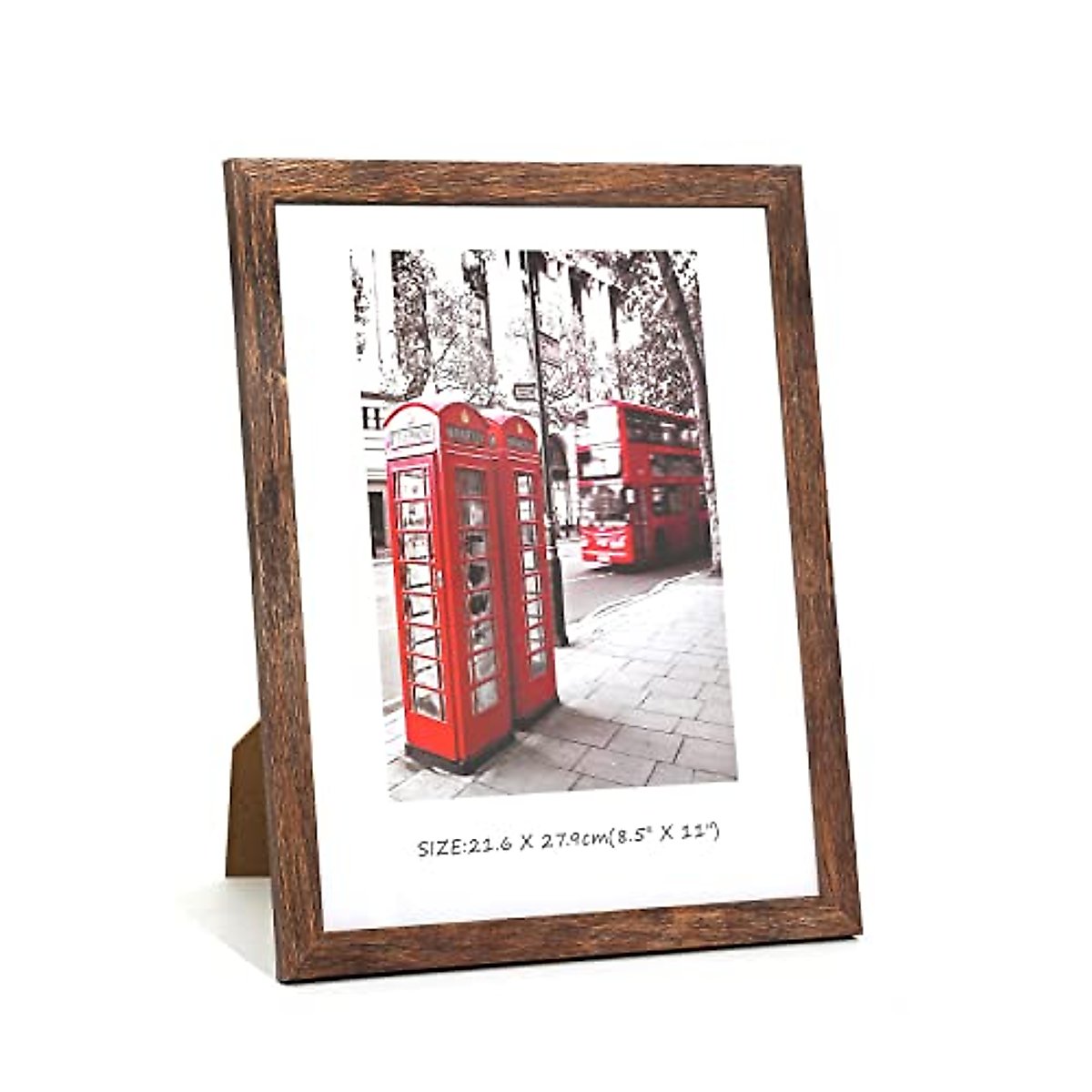 8.5x11 Picture Frame Set of 6, Certificate Document Frame Set with Display Box, Rustic Style Antique Brown Wood Grain Photo Frame Suitable for Desktop Display and Wall Decoration.
