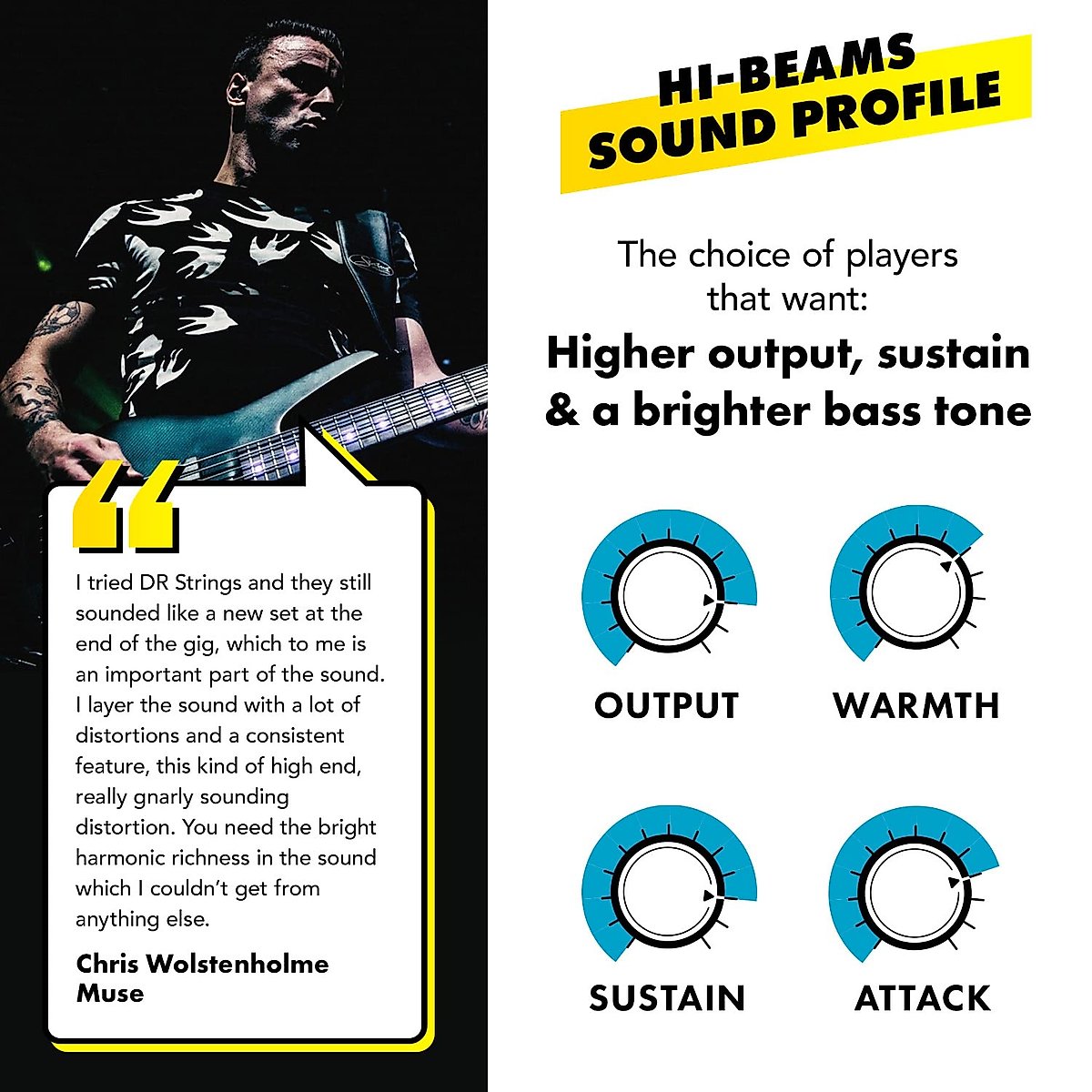 DR Strings HI-BEAMS - Stainless Steel 5-String Bass Guitar Strings, 45-125, Round Core