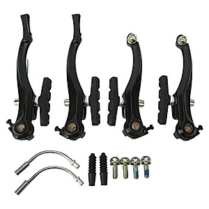 1 Pair Bike brake, Aluminum Alloy Black Bike V Brake Set, Front Brake Rear Brake Universal Mountain Bike Replacement for Most Bicycle,Road Bike Brakes Cables