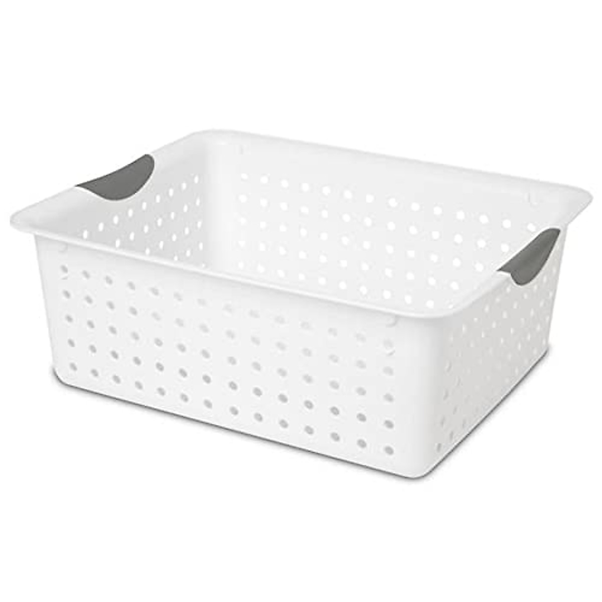 Sterilite Large Ultra Plastic Durable Storage Bin Tote Baskets with Comfortable Handles for Household and Office Organization, White, 12 Pack