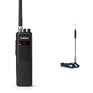 Uniden PRO401HH Professional Series 40 Channel Handheld CB Radio & RoadPro (RP-711) 24" Magnet Mount Stainless Steel CB Antenna Kit