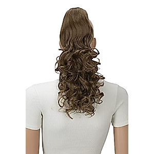 CAISHA 2 IN 1 Ponytail 12" Or 14" Hairpiece Clip On Extension Voluminous Wavy Medium Brown H22-2