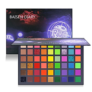 BAISEN DIARY 54 Colorful Eyeshadow Palette, Neon Shimmer Matte Glitter Eye Shadow Natural Naked Colors Makeup Eyeshadow Waterproof Long Lasting Highly Pigmented Gift Set Make Up Palletes