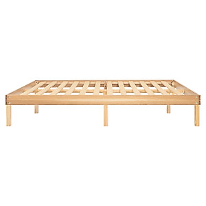 Linda 14 Inch King Solid Wood Platform Bed Frame, No Squeak Bed Frame with Wooden Slats, No Box Spring Needed, 9.2” Under Bed Storage – Natural