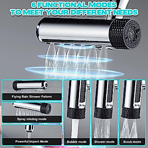 Cxqbsmy 6 in 1 Waterfall Kitchen Faucet, 360° Swivel Faucet Extender for Kitchen Sink, Anti-Splash Kitchen Faucet Head Replacement, Swivel Waterfall Kitchen Faucet for Washing Vegetable Fruit