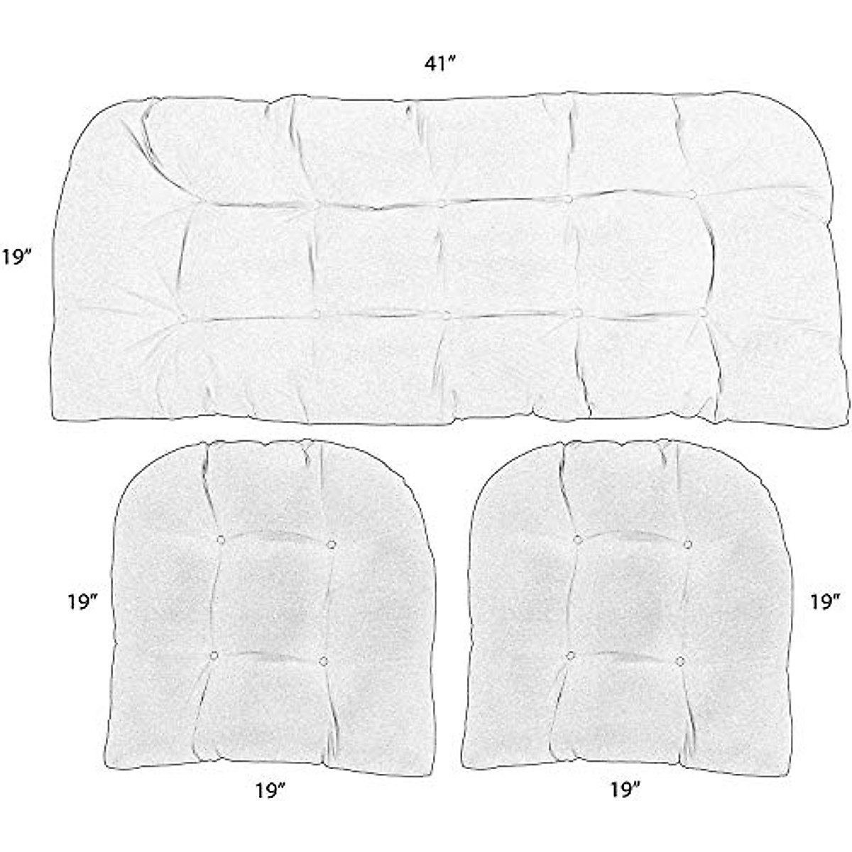 RSH Décor Indoor Outdoor 3 Piece Tufted Wicker Cushion Set, (Standard, Daelyn Navy + Navy Blue)