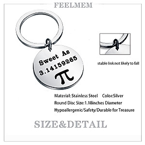 FEELMEM Mathematical Pi Symbol Jewelry Sweet As 3.1415 Keychain Pi Day Math Lover Gift Back to School Gift Math Teacher Gift (Sweet As-ky)